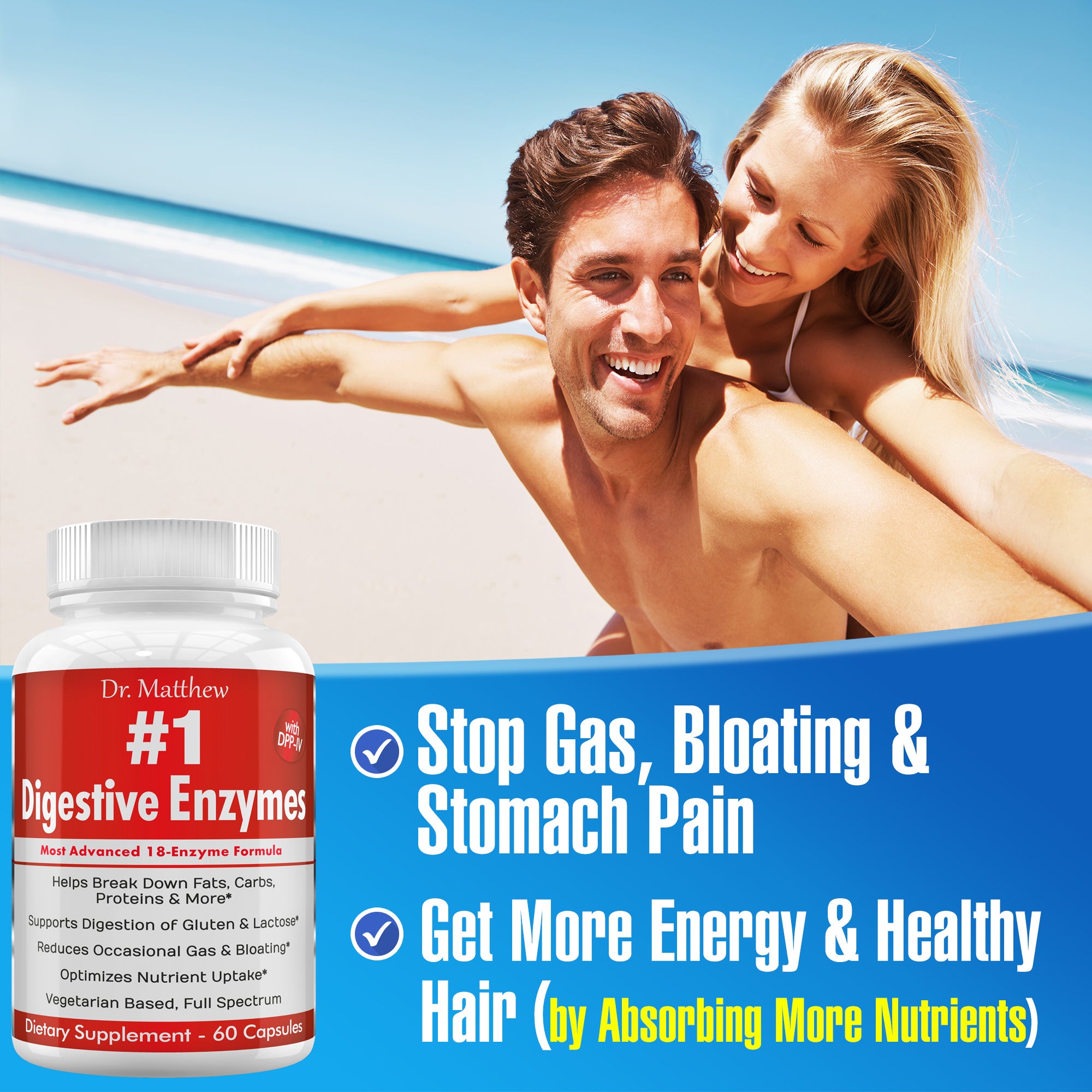 Digestive Enzymes for Women & Men with Lactase Lipase Amylase Bromelai ...